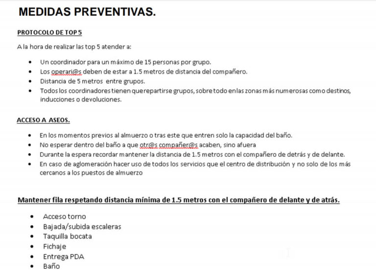 MEDIDAS PREVENTIVAS TEMPE - Inditex
